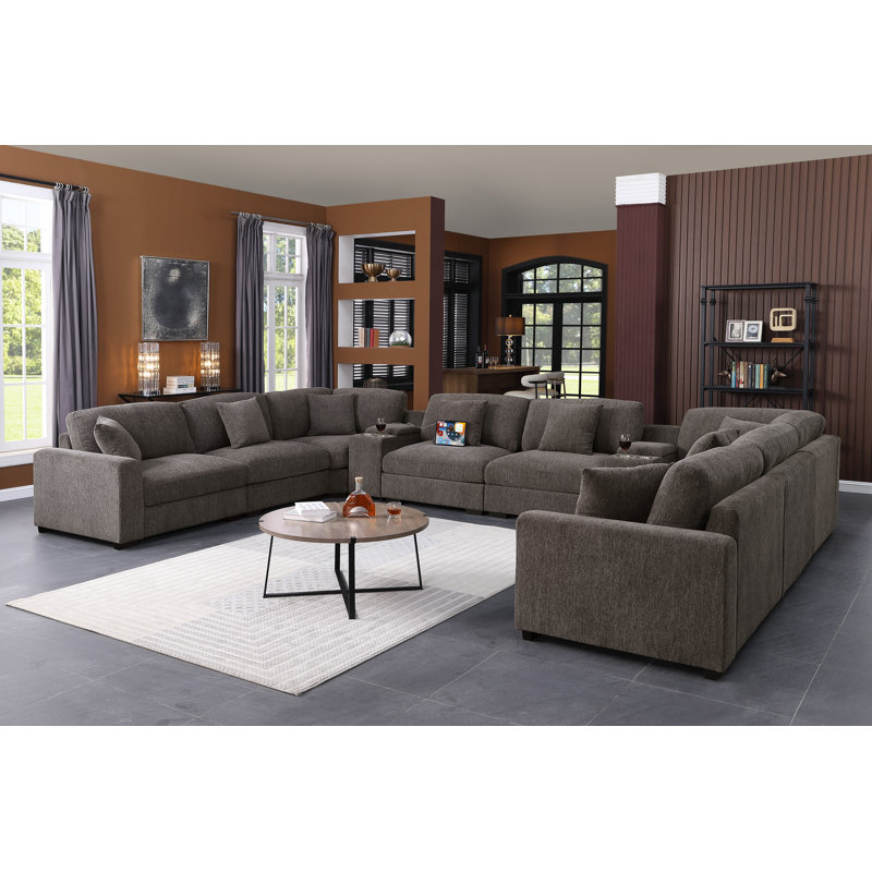 Latitude Run® Modern Upholstered Cloud Modular Corner Sectional Sofa With Two Consoles | Wayfair
